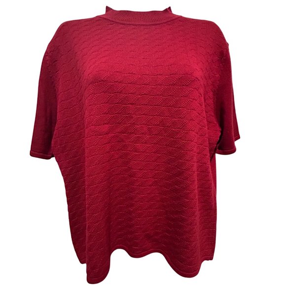 Koret | Sweaters | Koret Short Sleeve Red Sweater Large Textured Knit ...